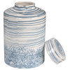 Tall Stoneware Striped Ginger Jar With Reactive Glaze, Blue and White ...