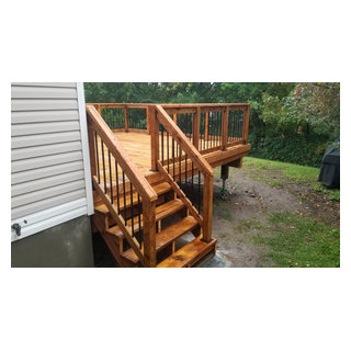 14' x 14' Pressure Treated Wood Deck and Railings with Aluminum ...