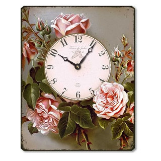 Vintage-Style Pink Roses Wall Clock - Traditional - Wall Clocks - by ...