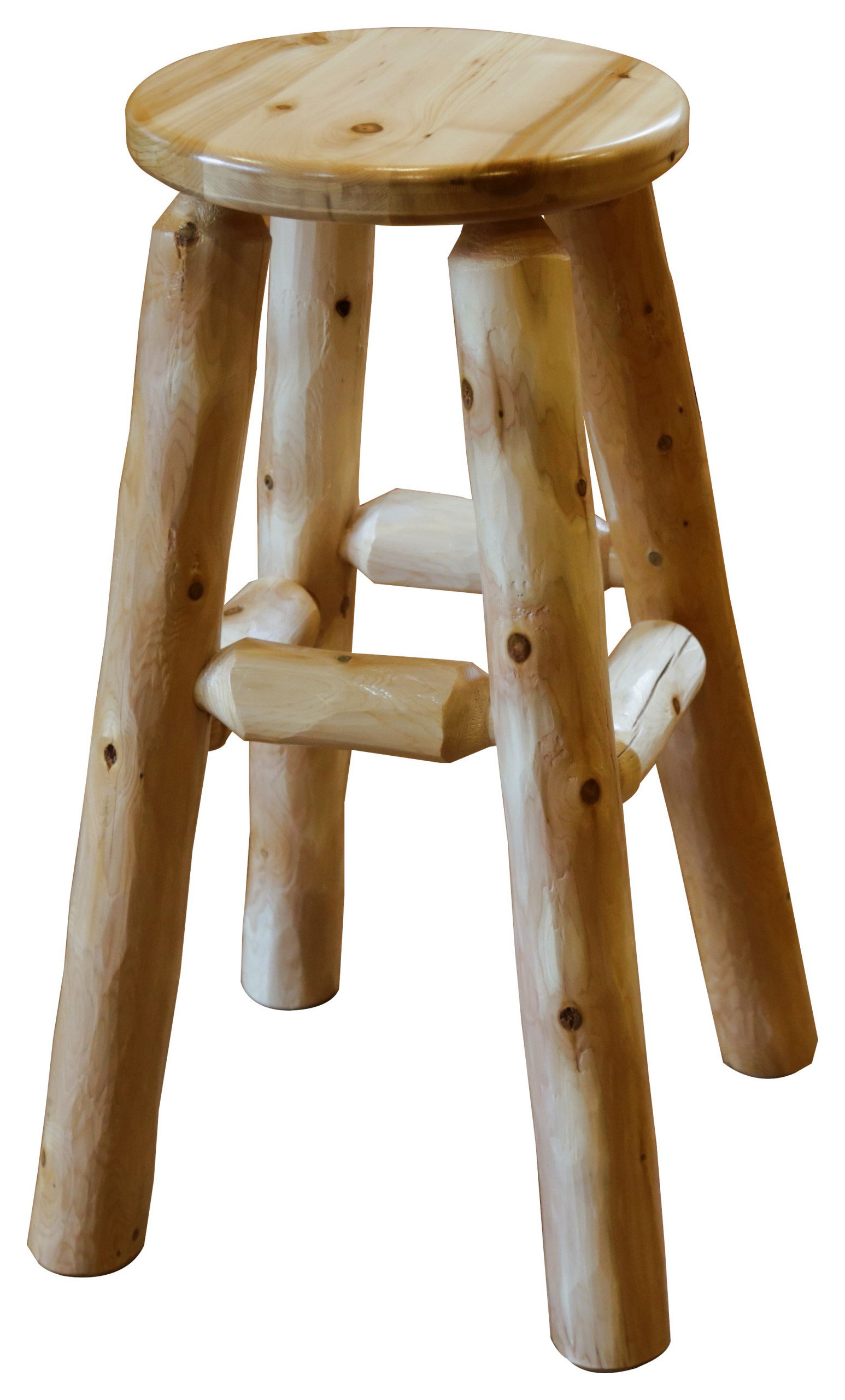 White Cedar Log Barstool, Bar Height - Rustic - Bar Stools And Counter ...