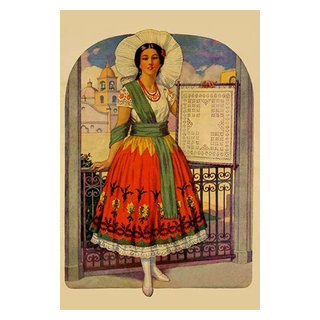 Hispanic Holds Up a Lace Design on a Frame, 24" x 36" - Traditional ...