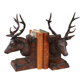 Stag Head Bookends - Rustic - Bookends - by Lodgeandcabins | Houzz