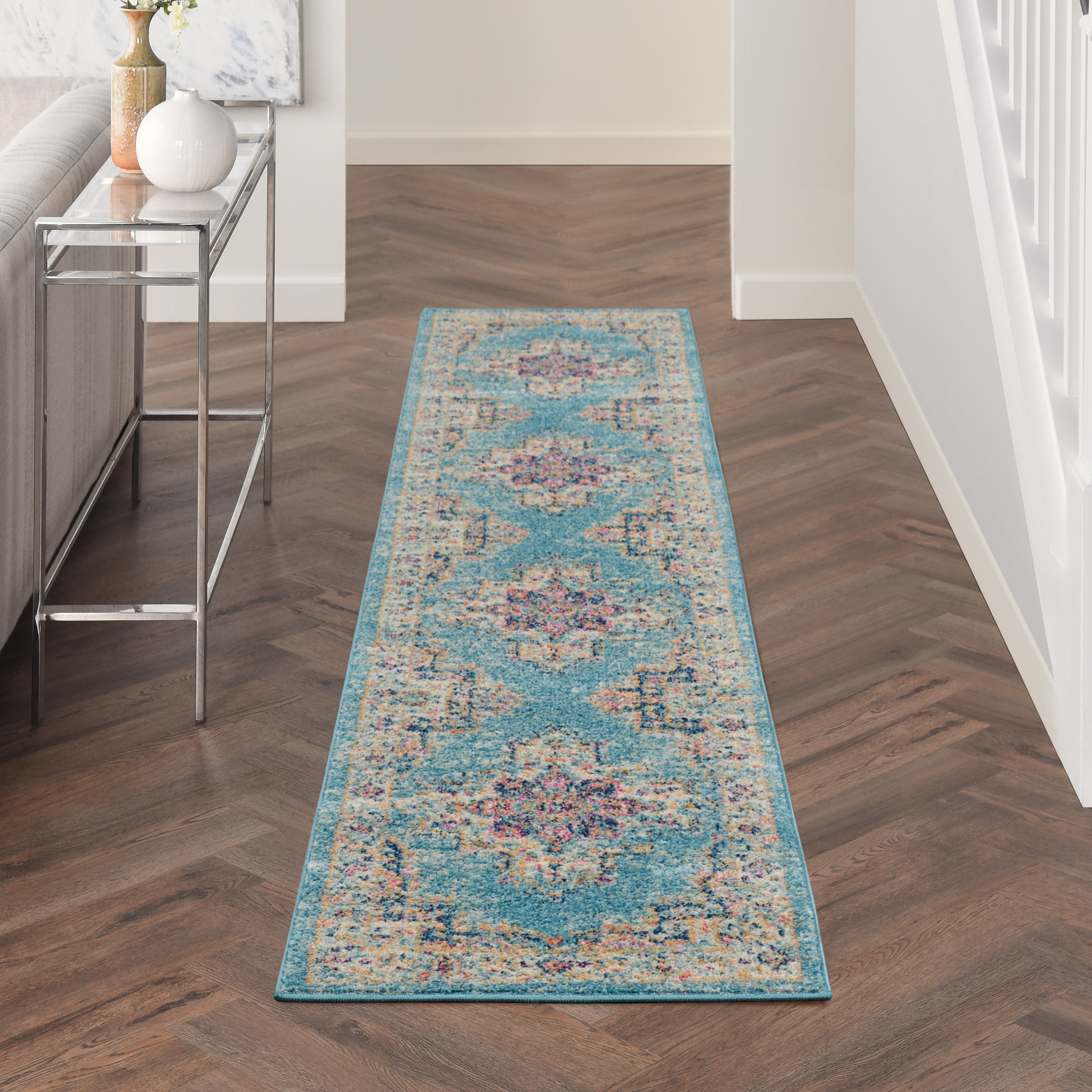 Nourison Passion PSN03 Runner Rug, Light Blue, 2'2" x 10 ...