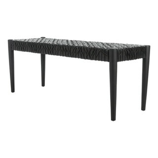Contemporary Cowhide Leather Weave Bench with Sungkai Wood Frame ...