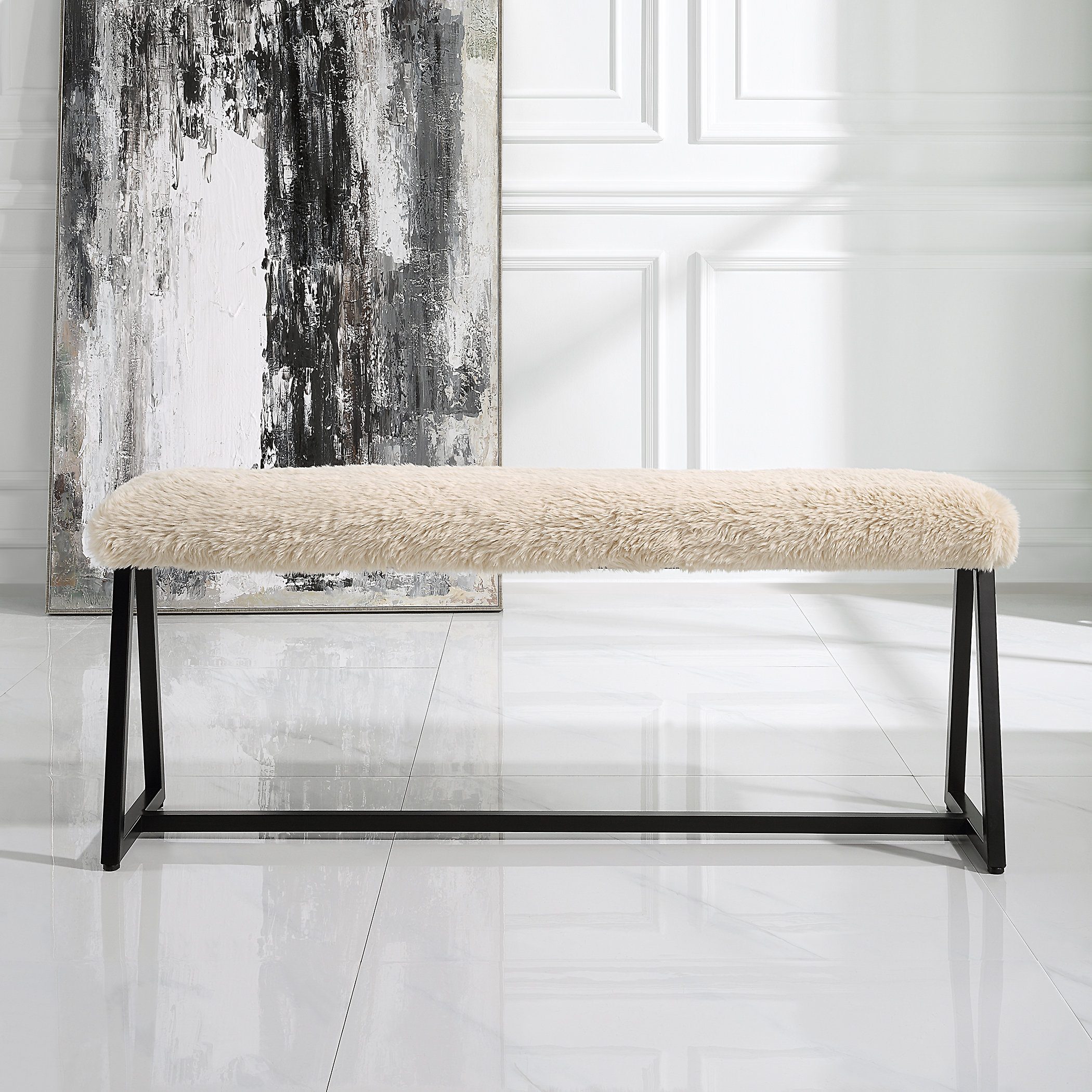 Uttermost Taupo Sheepskin Bench - Transitional - Upholstered Benches ...