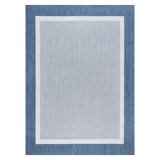 Dania Transitional Solid Border Indoor/Outdoor Area Rug, 4'x5 ...