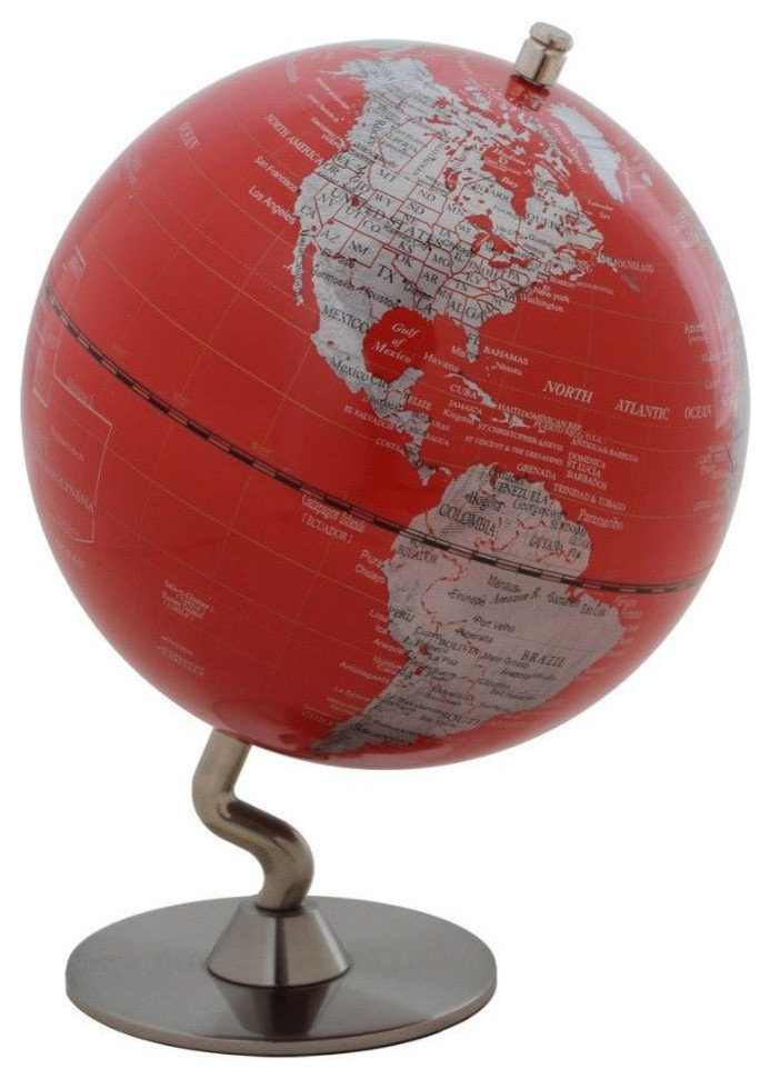 Magellan Red World Globe - 5" Diameter , Metal Base - Contemporary ...