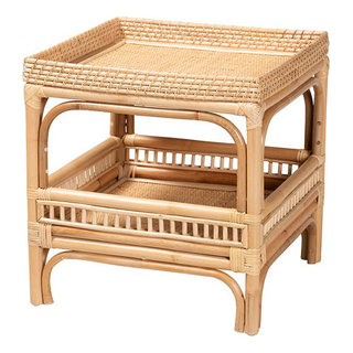 Lombok Modern Bohemian Natural Rattan End Table - Modern - Side Tables ...