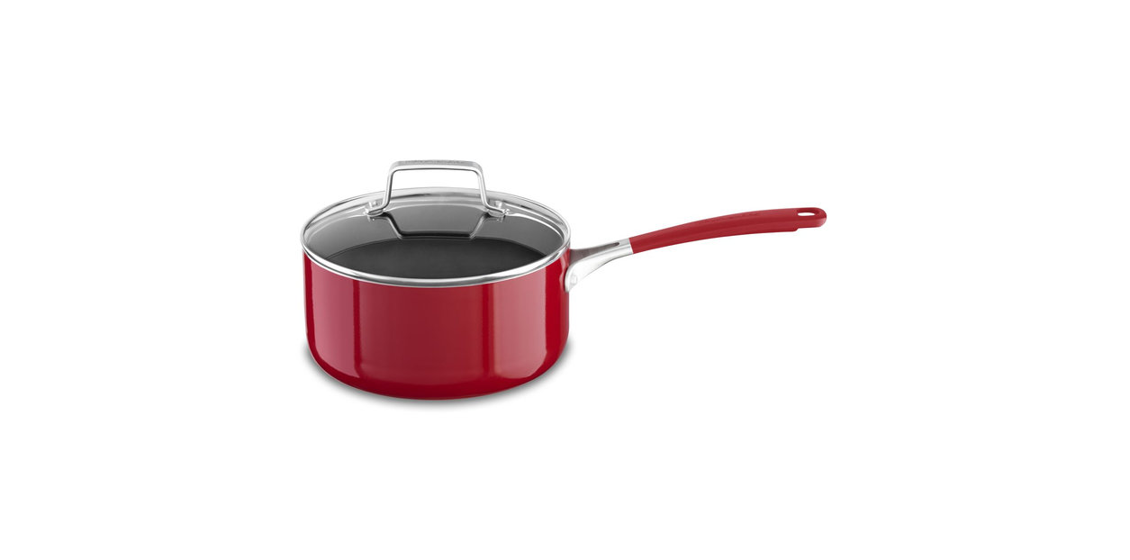 KitchenAid KC2A30PLER Empire Red Aluminum 3 Quart Saucepan with Lid ...