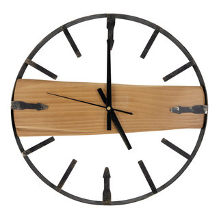 Rustic Metal Frame Wall Clock -15.75" Black - Industrial - Wall Clocks ...