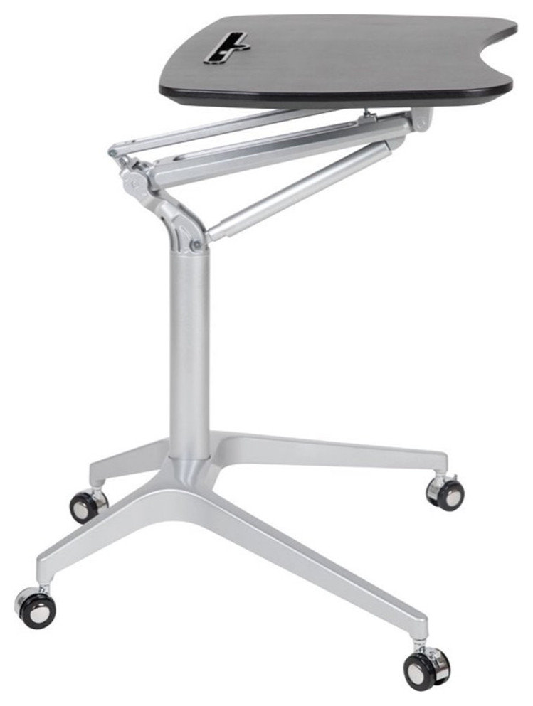 Flash Furniture Sit Down and Stand Up Desk in Black and Silver ...