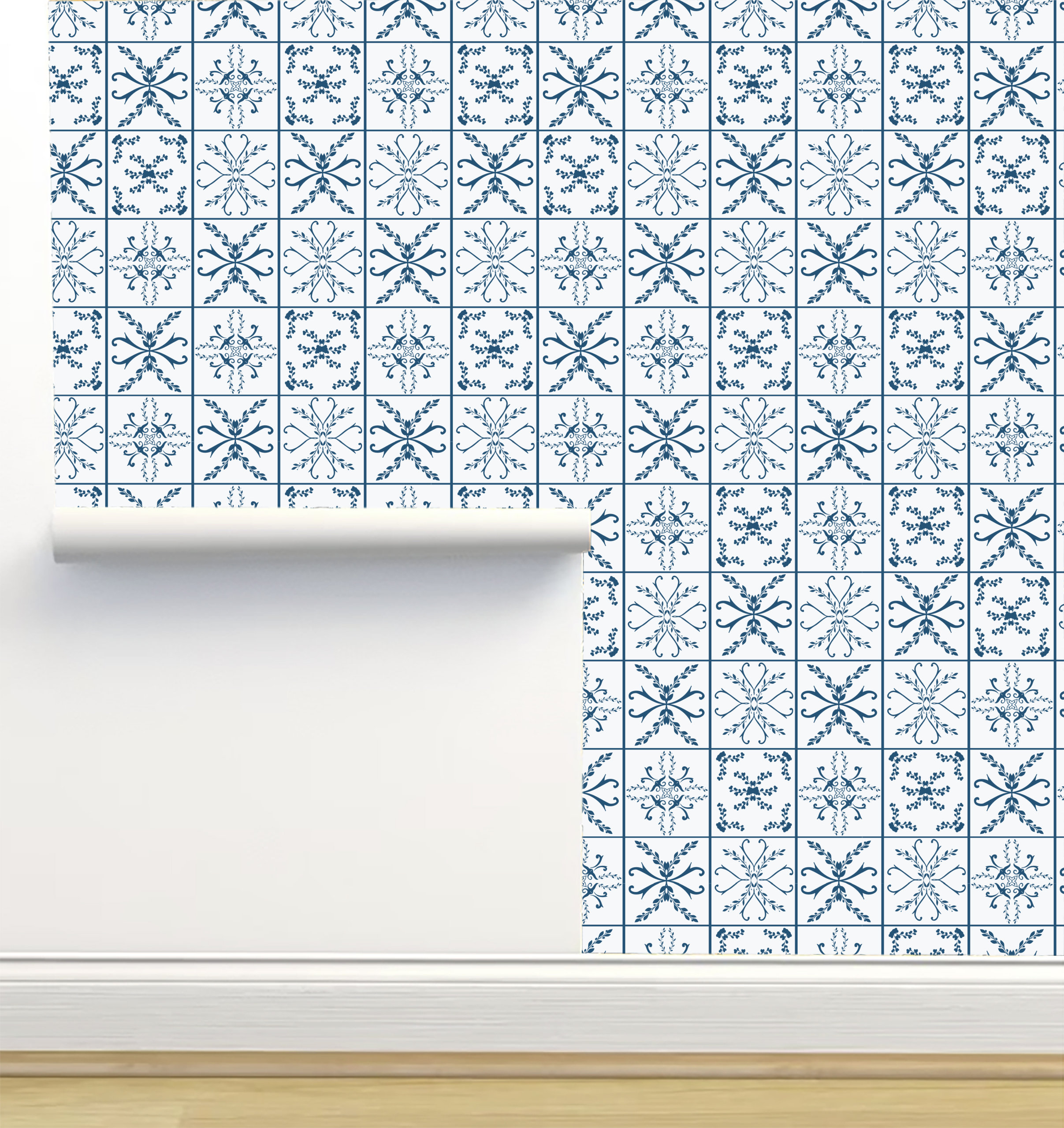 Tile Blue Wallpaper by Monor Designs, Sample 12"x8" - Contemporary ...