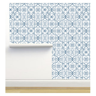 Tile Blue Wallpaper by Monor Designs, Sample 12"x8" - Contemporary ...
