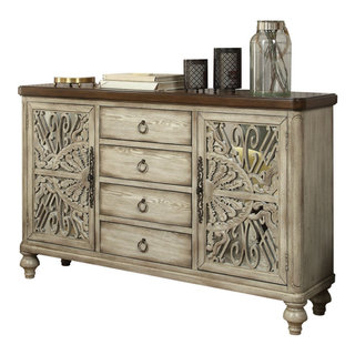 Benzara BM154256 Vermont Console Table 2 Doors and 4 Drawers, Antique ...