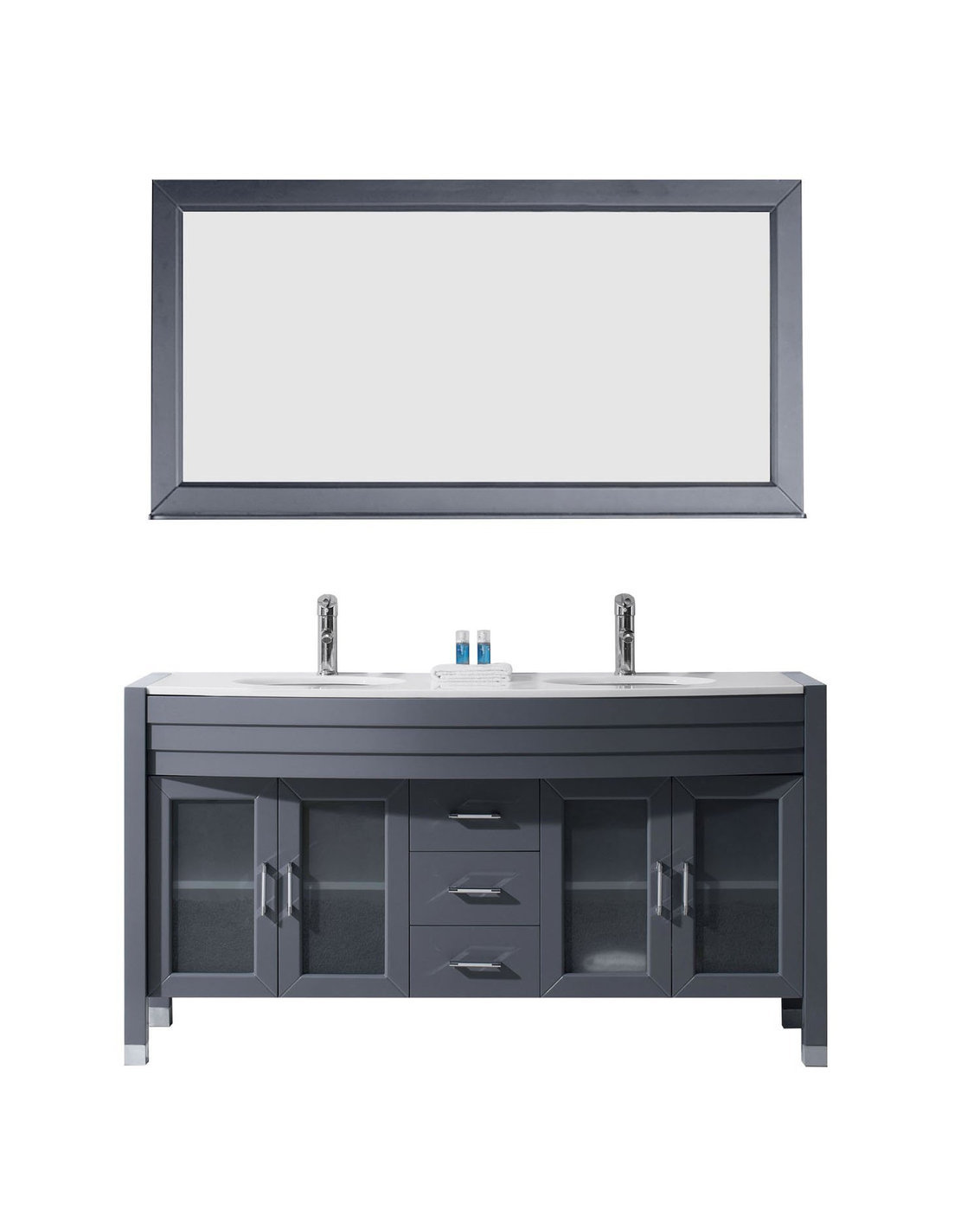 Ava 63" Double Bathroom Vanity Set, Gray, 63" - Modern - Bathroom ...