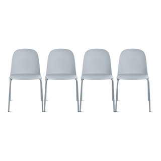 Set of 4 Stackable Modern Dining Stacking Chairs Plastic Metal Chrome ...