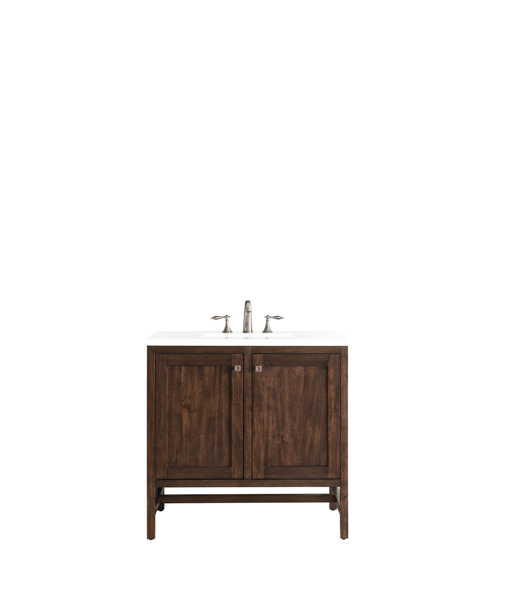 Addison 36" Vanity, With Doors, Mid Century Acacia, Classic White ...