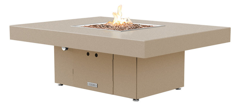 Rectangular Fire Pit Table, 48x36, Natural Gas, Beige Top ...