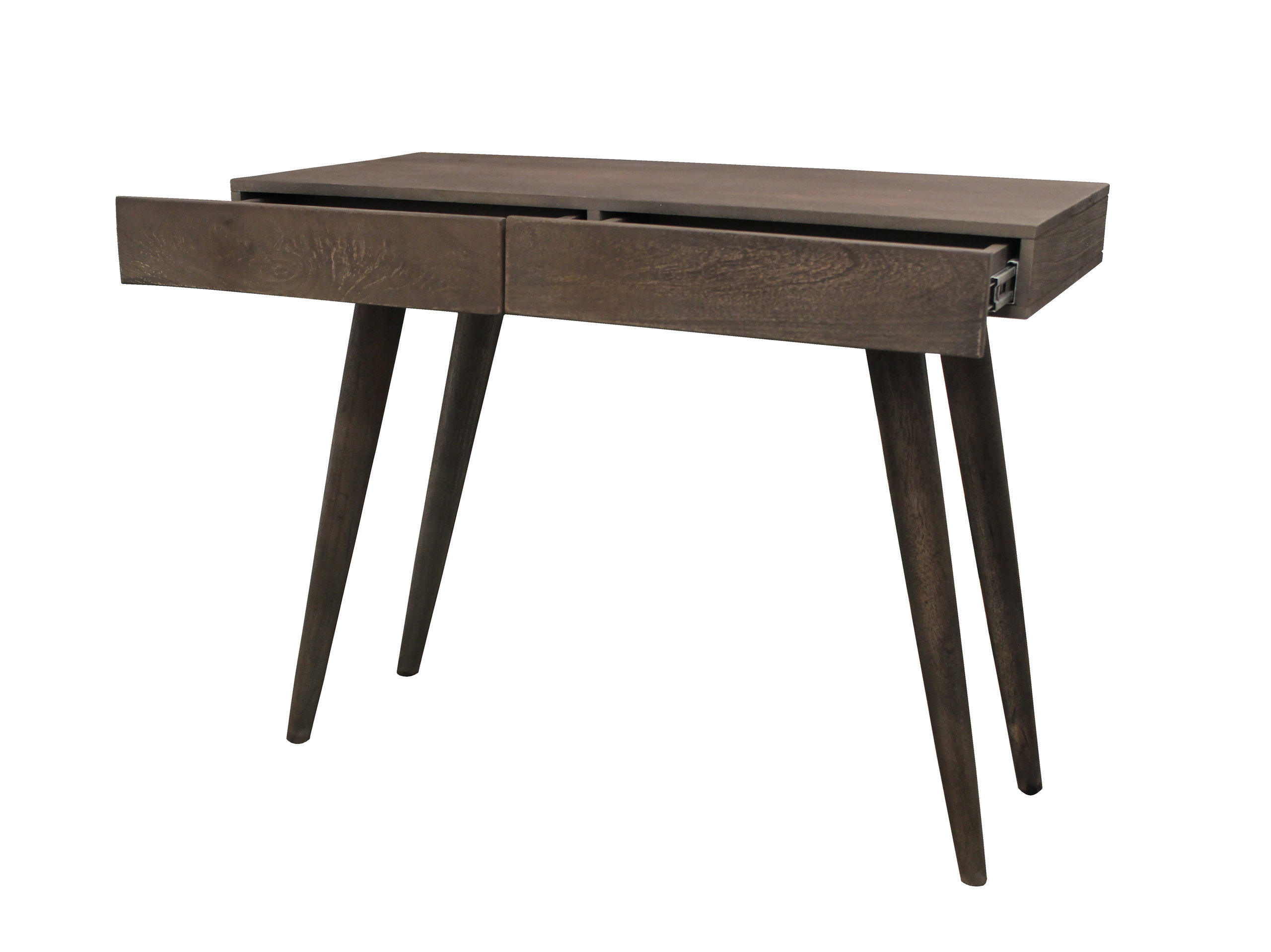 Benedict Gray Acacia Solid Wood 2 Drawer Desk - Midcentury - Desks And ...