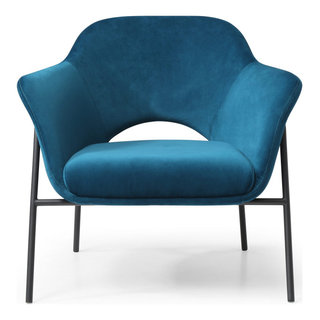 Karla Leisure Armchair, Blue Velvet Fabric - Midcentury - Armchairs And ...