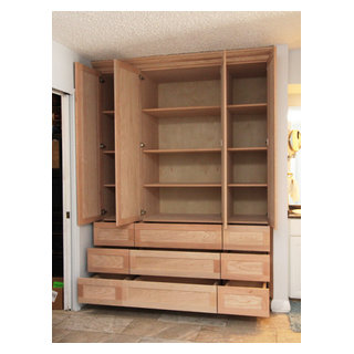 Custom Built-In Shaker Storage Cabinet shown in Unfinished Solid Oak ...