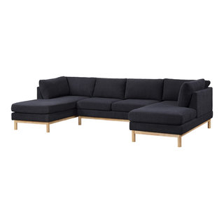 Hallie Sherpa 124"W Double Chaise U-Shape Sectional Sofa - Transitional ...