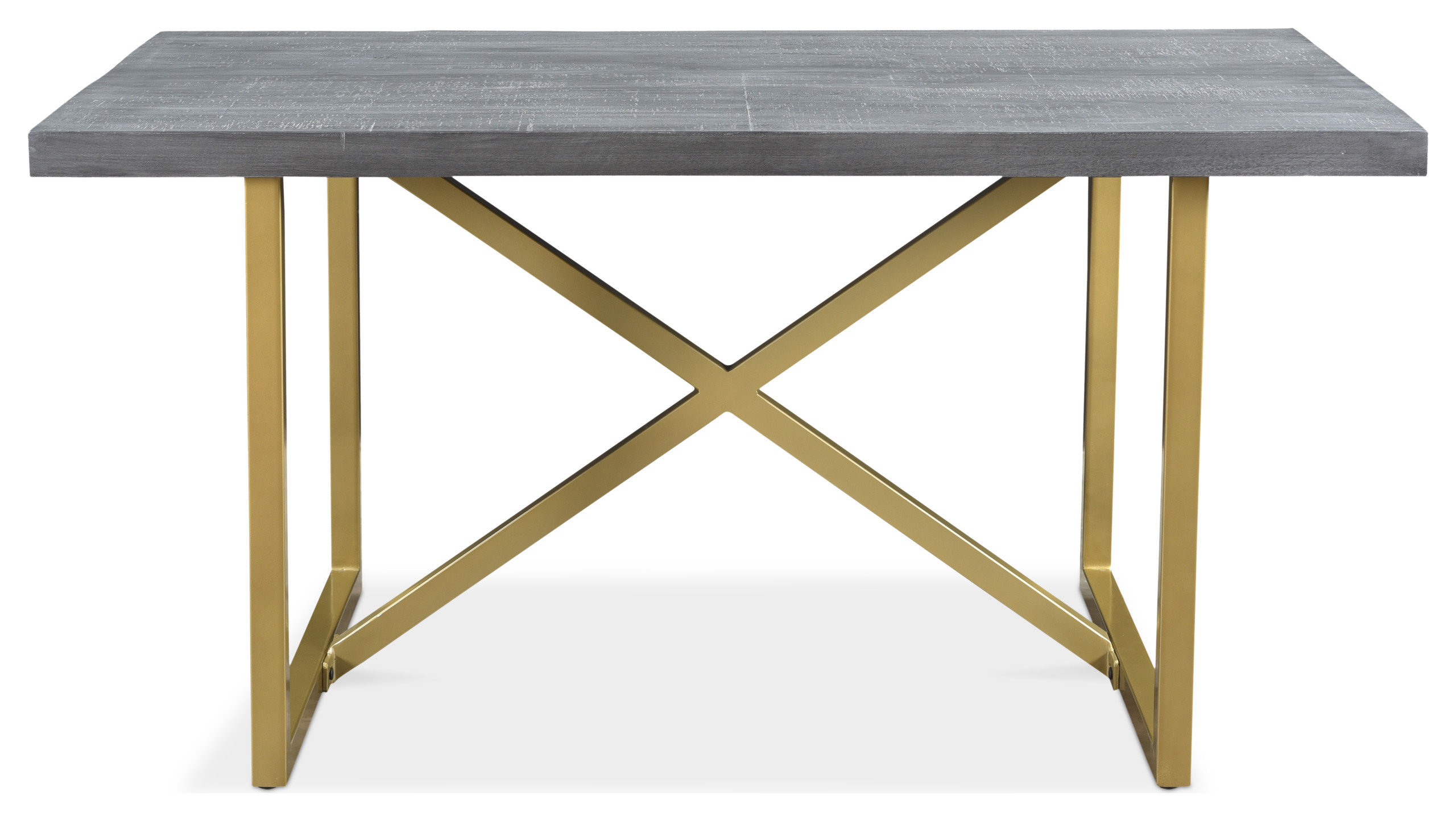 Raven Grey Mango Wood Dining Table With Gold Iron 71" - Contemporary ...