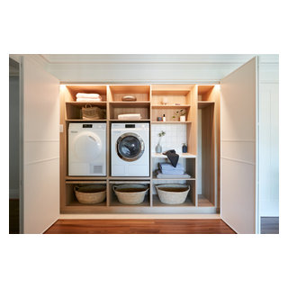 European Style Laundry with Shelf Below Appliances for Baskets ...