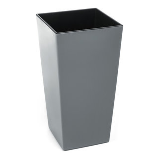 Tall Square Glossy Planter With Insert, Large - Contemporary - Indoor ...