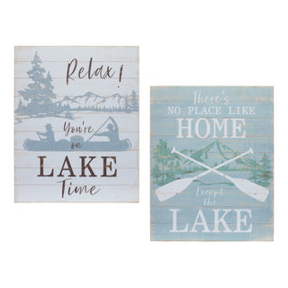 Wooden Lake Sign, 2-Piece Set - Rustic - Novelty Signs - by Melrose ...