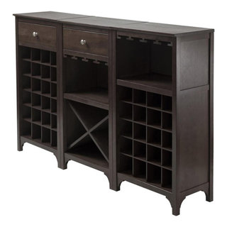 Winsome Ancona 3-Piece Modular Solid Wood Wine Rack Set in Espresso ...