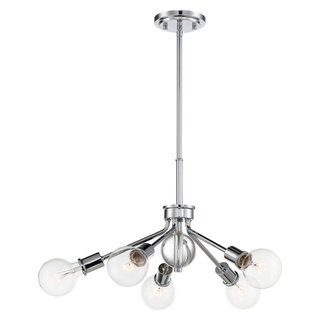 Bounce - 5 Light Pendant with Crystal Accent - Polished Nickel Finish ...