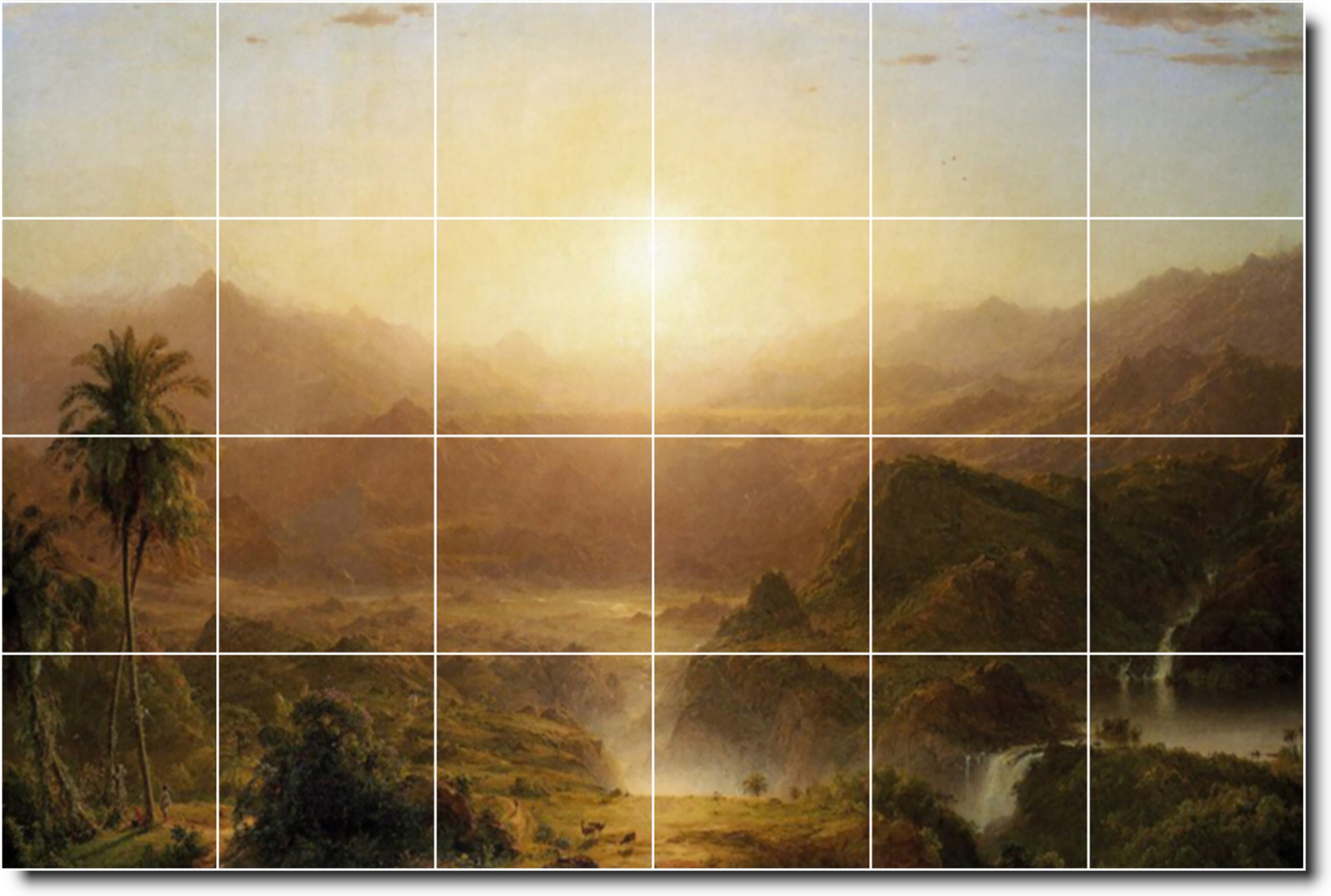 Frederic Church Landscapes Painting Ceramic Tile Mural #235, 48" Wide x ...