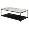 Contemporary Black and White Coffee Table with Faux Marble Top and Lower Shelf - Transitional ...