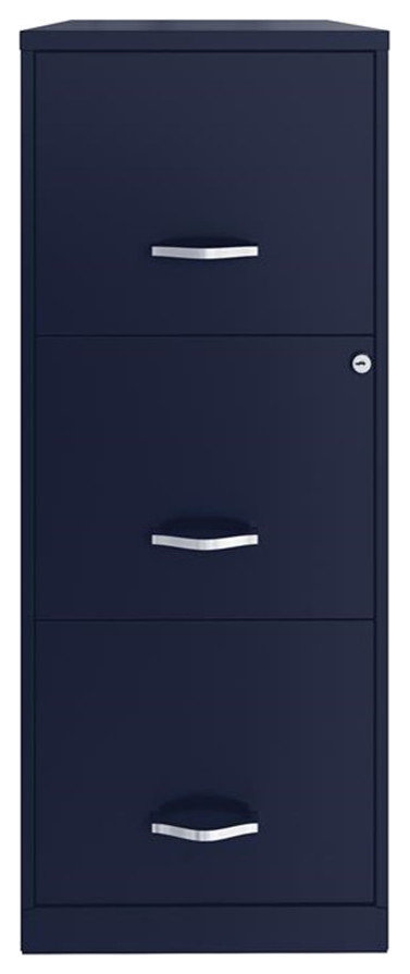 Pemberly Row 3 Drawer Metal Vertical File Cabinet with Lock in Navy ...