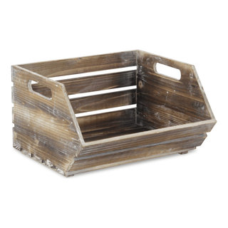 Distressed Gray Wooden Storage Box - Farmhouse - Storage Bins And Boxes ...