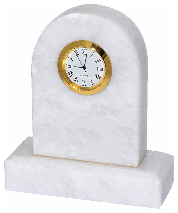White Arched Marble Clock - Traditional - Desk And Mantel Clocks - by ...