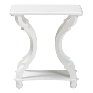 Classic and Traditional White Wood End Table - Traditional - Side ...