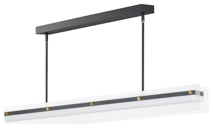 Maxim Lighting Spectre 1-Light 48" Linear Pendant, Black/Brass/Ribbed ...