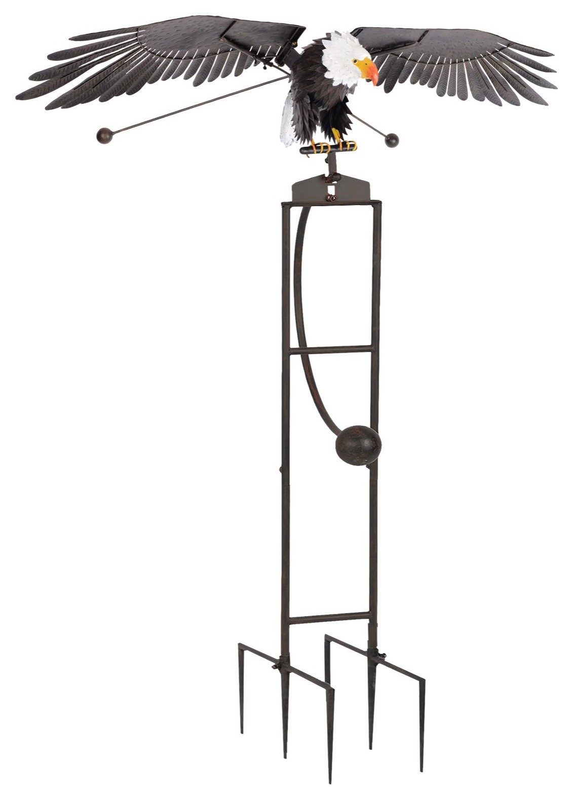 Rustic Eagle Metal Balancing Kinetic Rocker Garden Stake Wind Sculpture ...