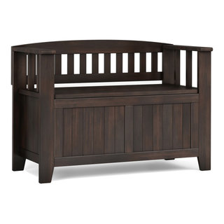 Acadian Solid Wood Small Entryway Storage Bench - Craftsman - Accent ...