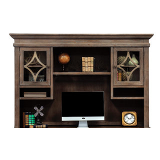 Rustic Wood Hutch With Wood Doors, Storage Hutch, Fully Assembled, Gray ...