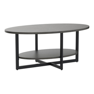 Modern Industrial Coffee Table, Metal Frame With Oval Shaped Top ...