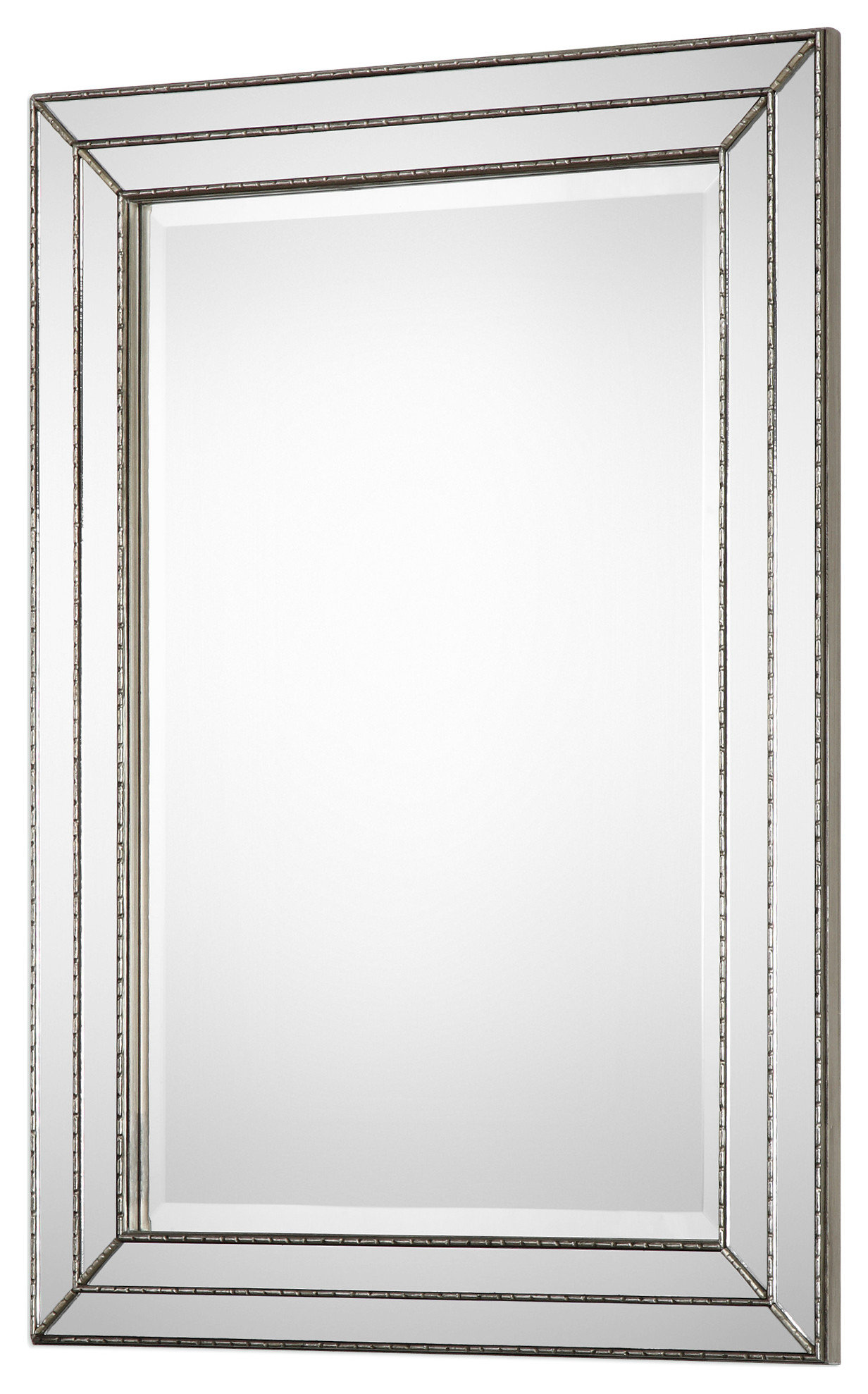 Metallic Silver Finish Featuring Grooved Texture And Mirror Inlays ...