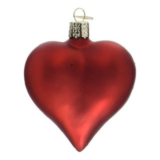 Old World Christmas 30014 Large Matte Red Heart Blown Glass Ornament ...