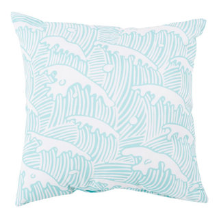 Rain by Surya Waves Poly Fill Pillow, Aqua/Blush, 20' x 20' - Beach ...