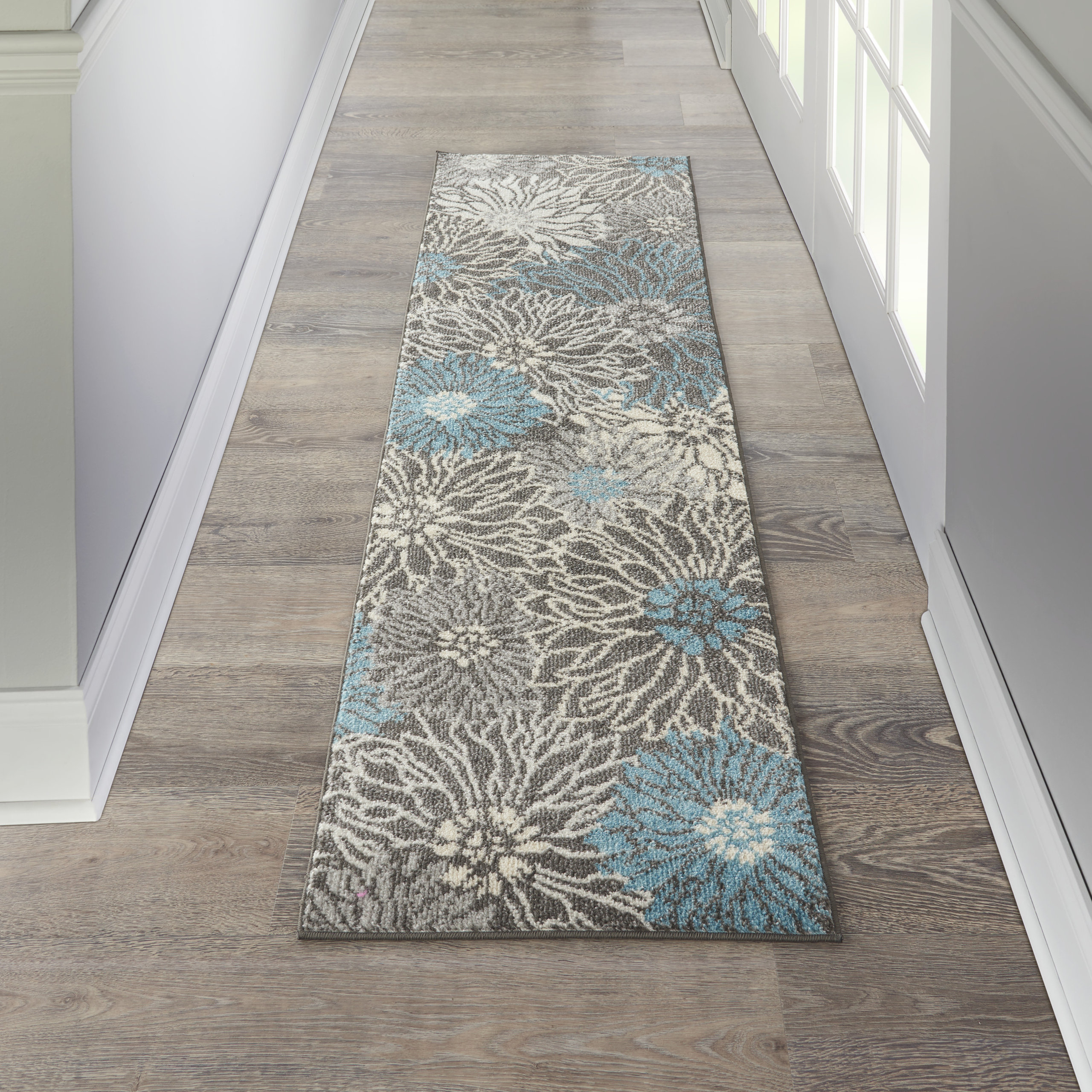 Nourison Passion PSN17 Runner Rug, Charcoal/Blue, 2'2" x 7'6 ...