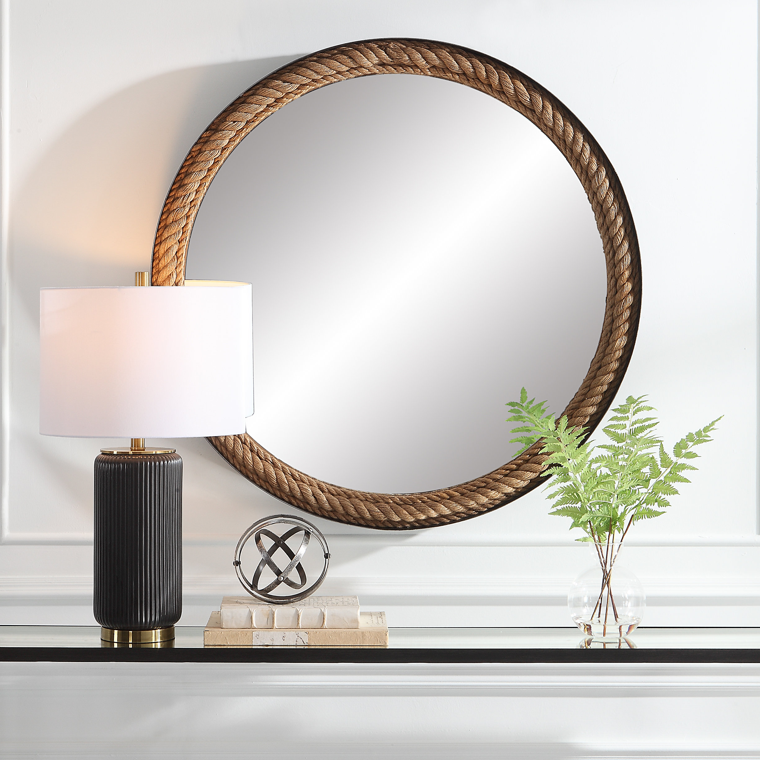 Bolton Round Rope Mirror - Beach Style - Wall Mirrors - by Ownax | Houzz