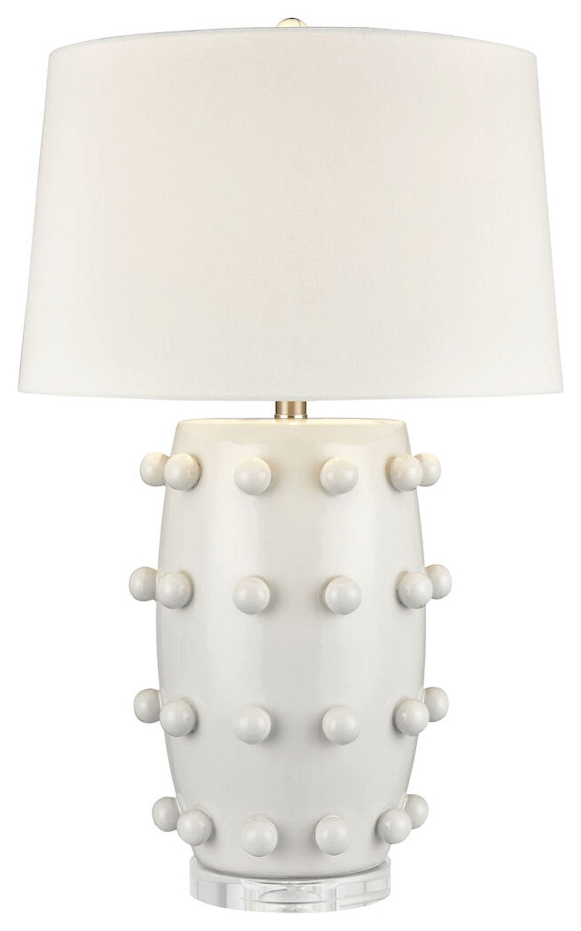 Transitional Table Lamp 15''W x 15''D x 28''H, White Glazed Finish ...