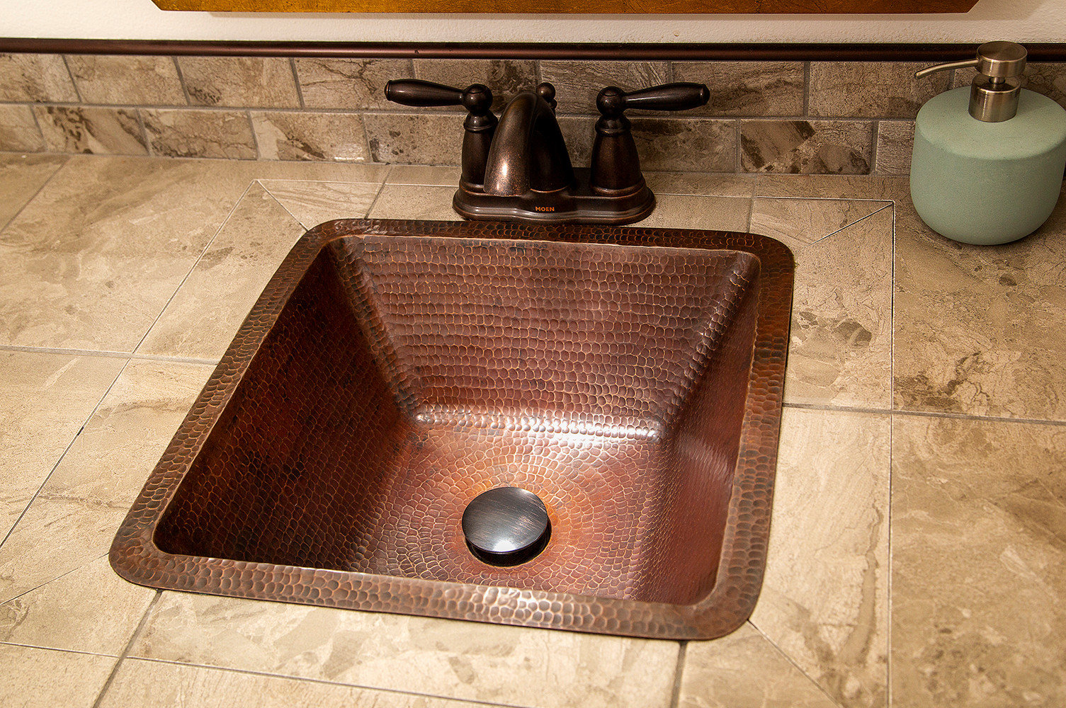 17" Large Square Hammered Copper Bar/Prep Sink - Traditional - Bar Sinks - by Premier Copper ...